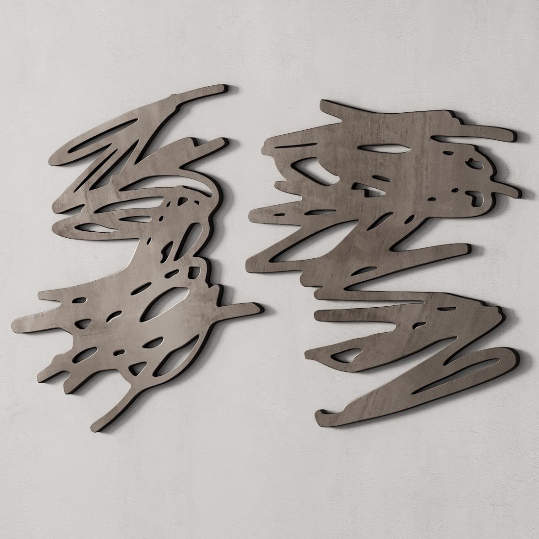 275 Decorative Wall Art 07 Wall Ink Sculptures - 3D Model for VRay, Corona