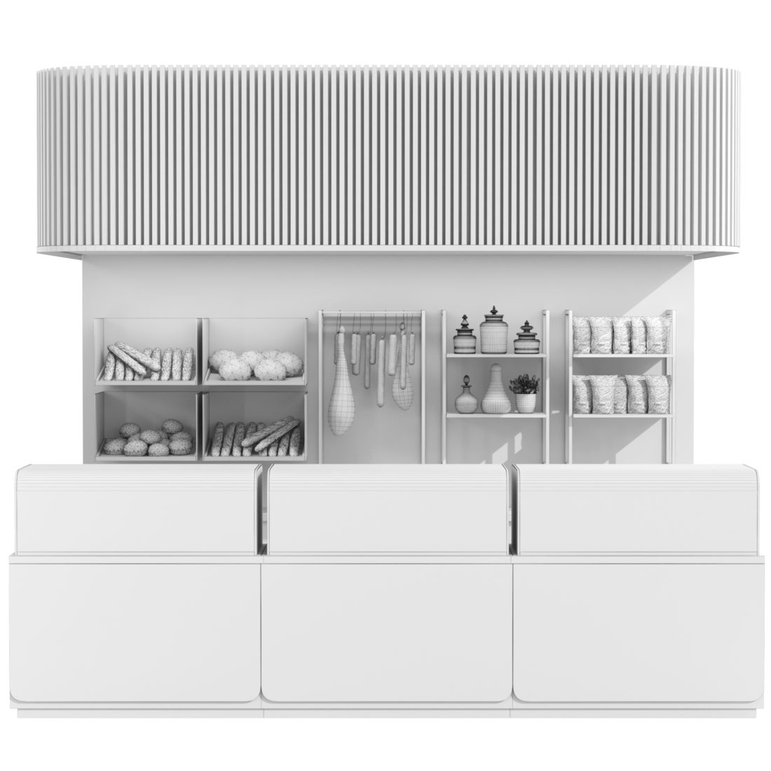 Shop With A Showcase With Desserts And Meat Produc - 3D Model for Corona