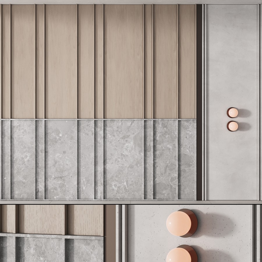 196 Wall Composition 02 Decorative Wall Panel Kit 3D Model for VRay ...