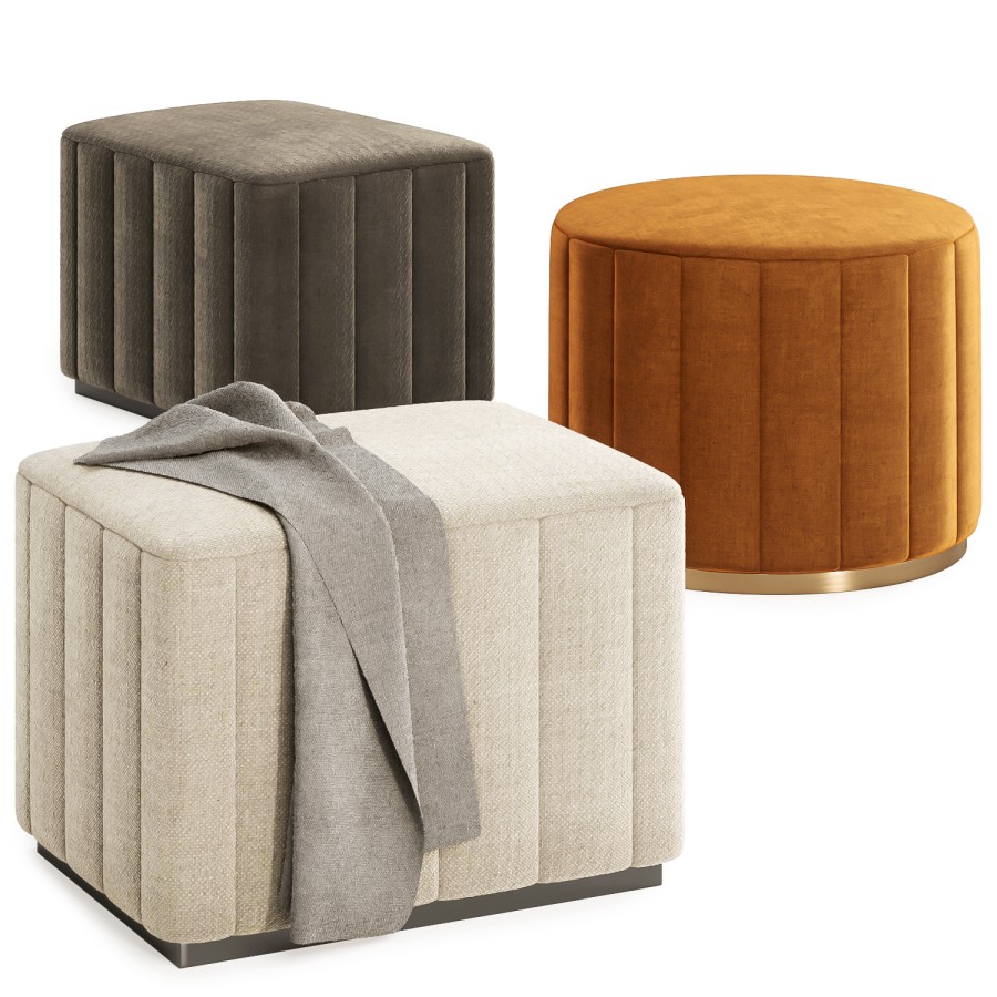 Rex Channel Tufted Ottoman - 3D Model for VRay, Corona