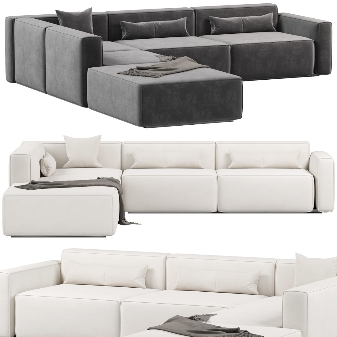 Mix Modular 5 Piece Sectional Sofa 3D Model for Corona | CGMood