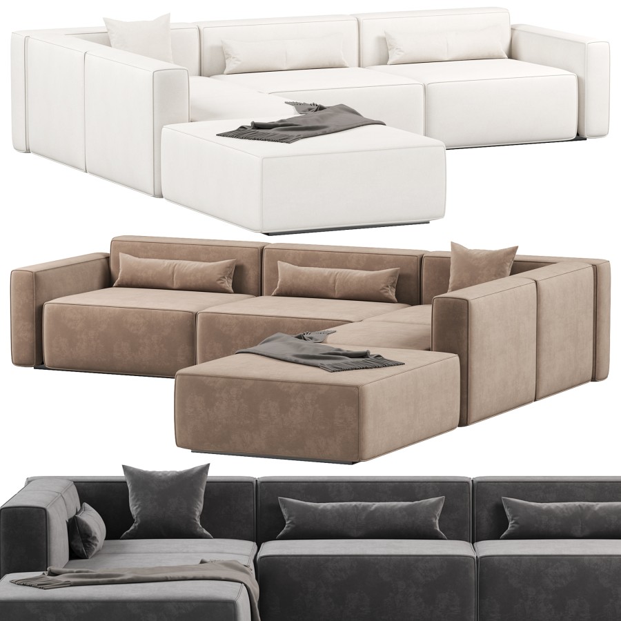Mix Modular 5 Piece Sectional Sofa 3D Model for Corona | CGMood