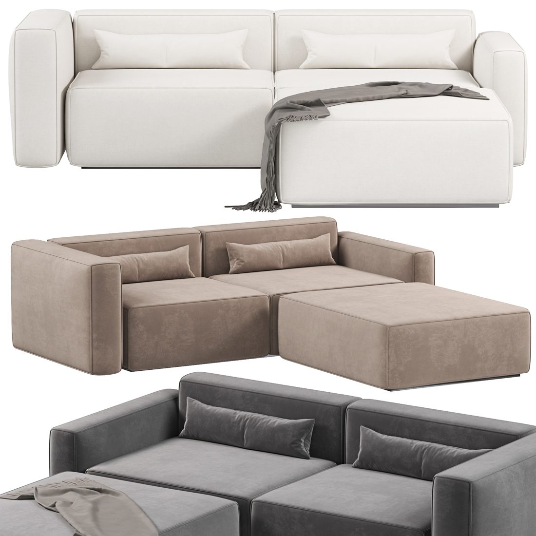 Mix Modular 3 Pc Sectional - 3D Model for Corona