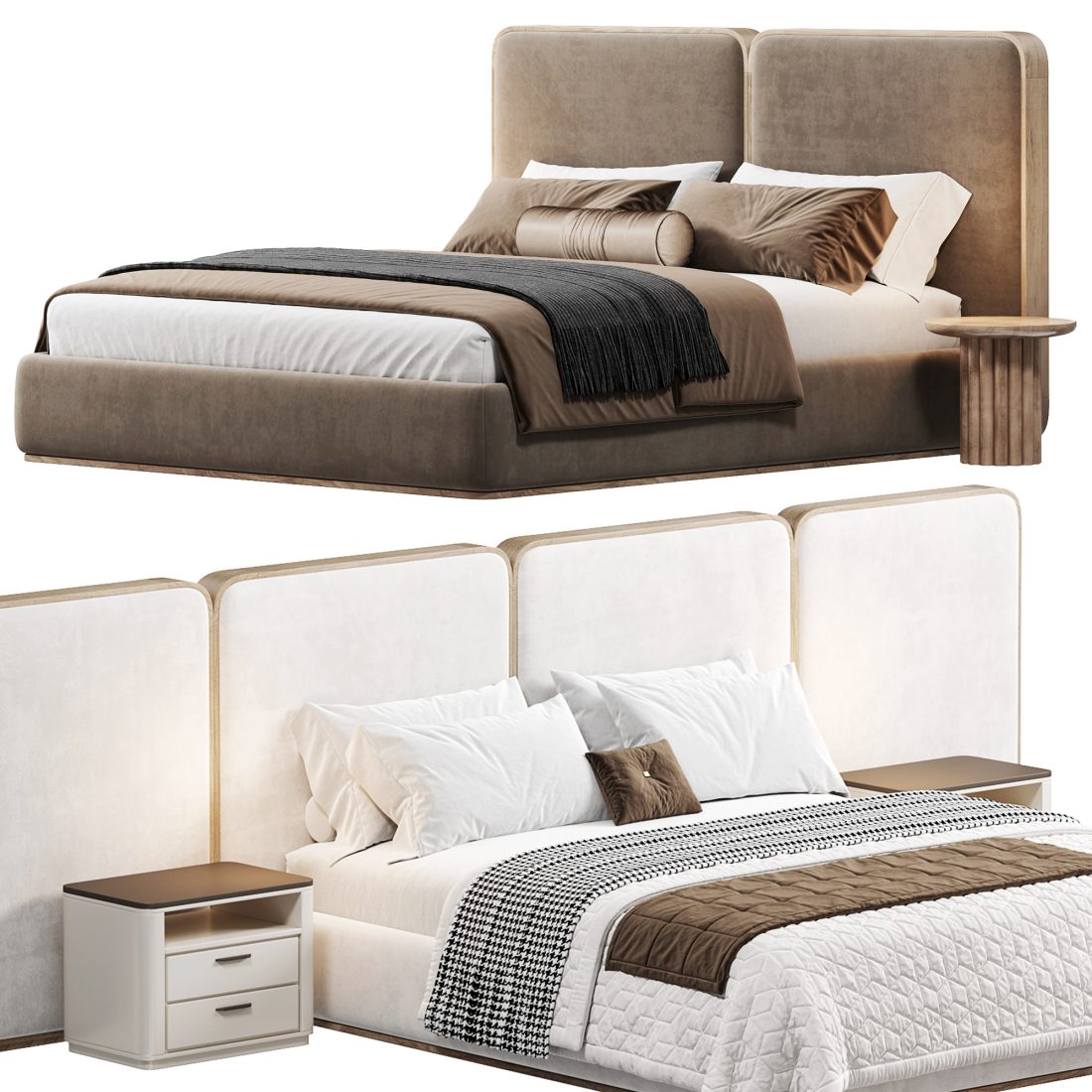 Gem Upholstered King Queen Bed By Adrianahoyos - 3D Model for Corona