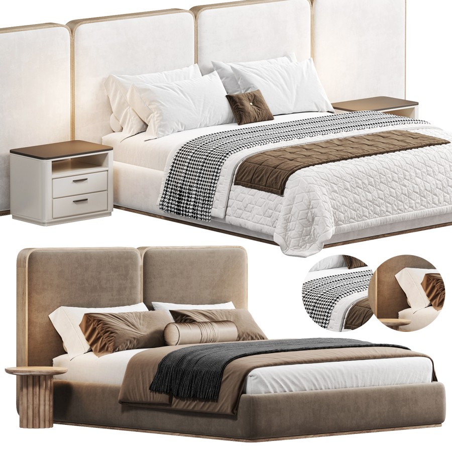 Gem Upholstered King Queen Bed By Adrianahoyos - 3D Model for Corona