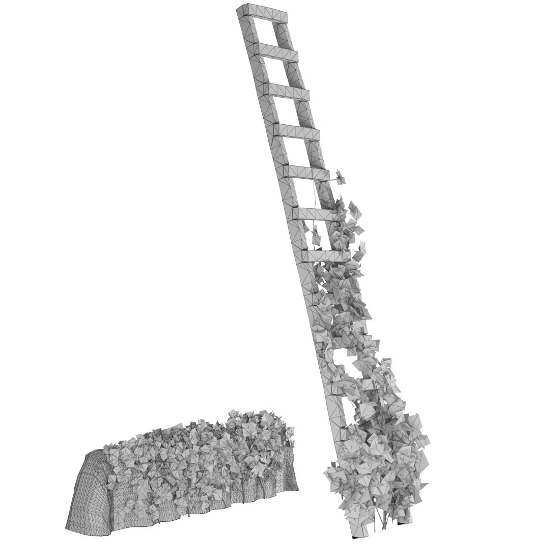 Vine Climber Plant On Ladder And Rock - 3D Model for VRay, Corona