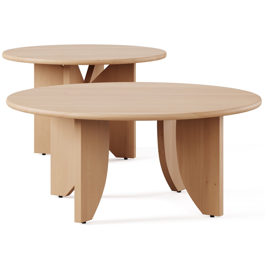 Set Of 2 Minimal Round Nesting Coffee Tables - 3D Model for VRay, Corona