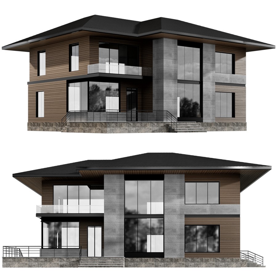 Modern House No17 - 3D Model for VRay, Corona