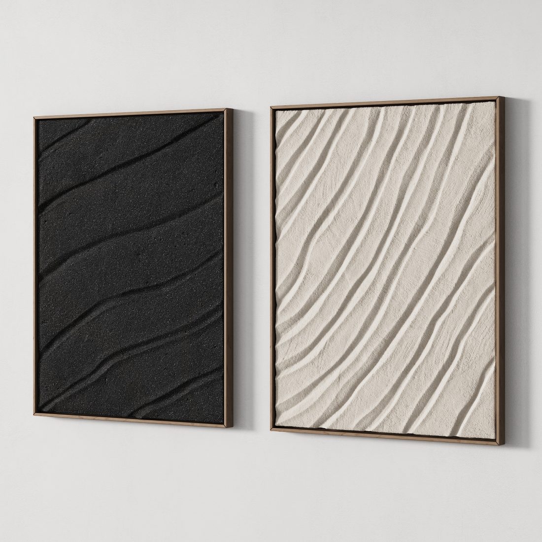 411 Frame Artwork 09 Modern Wave Relief Paintings - 3D Model for VRay ...