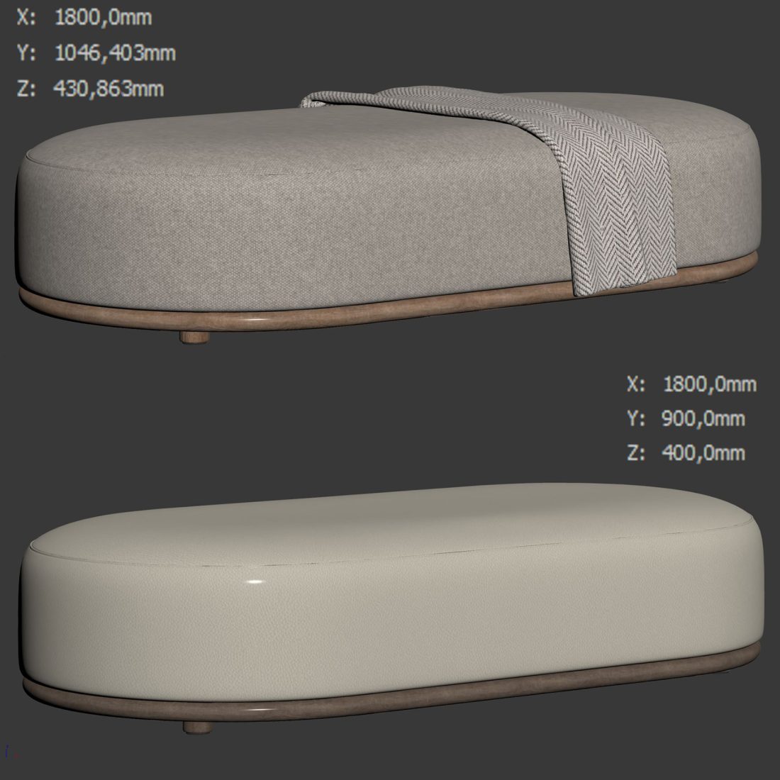 Cask Xl Ottoman By Expormim - 3D Model for VRay