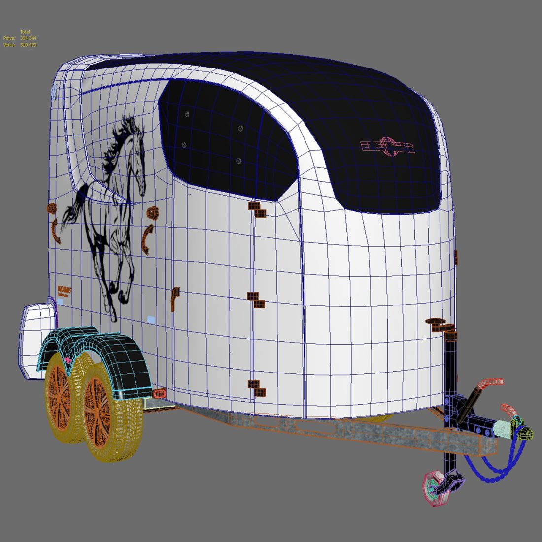 Humbaur Maximus Horse Trailer - 3D Model for VRay
