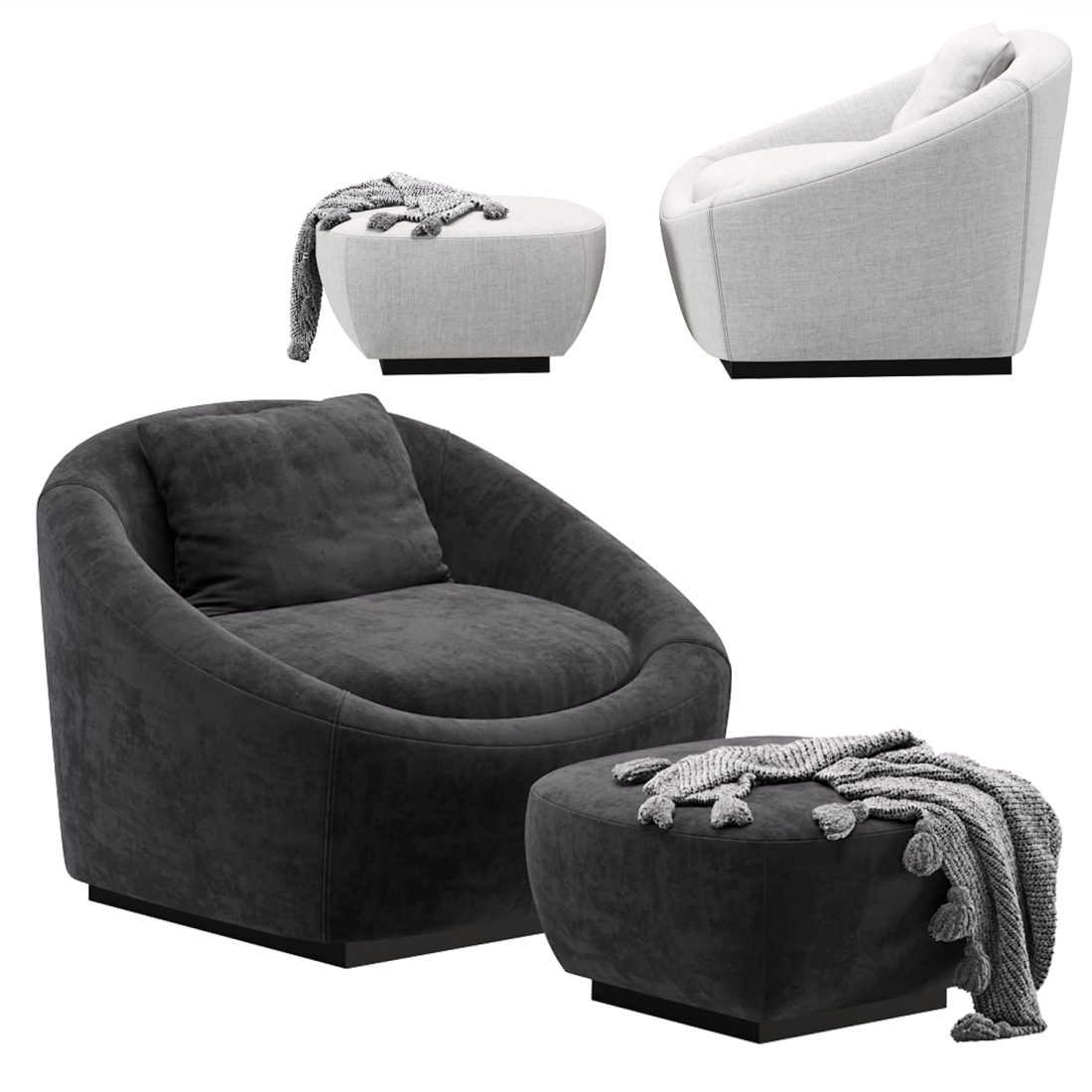 Capri Base Armchair - 3D Model for Corona