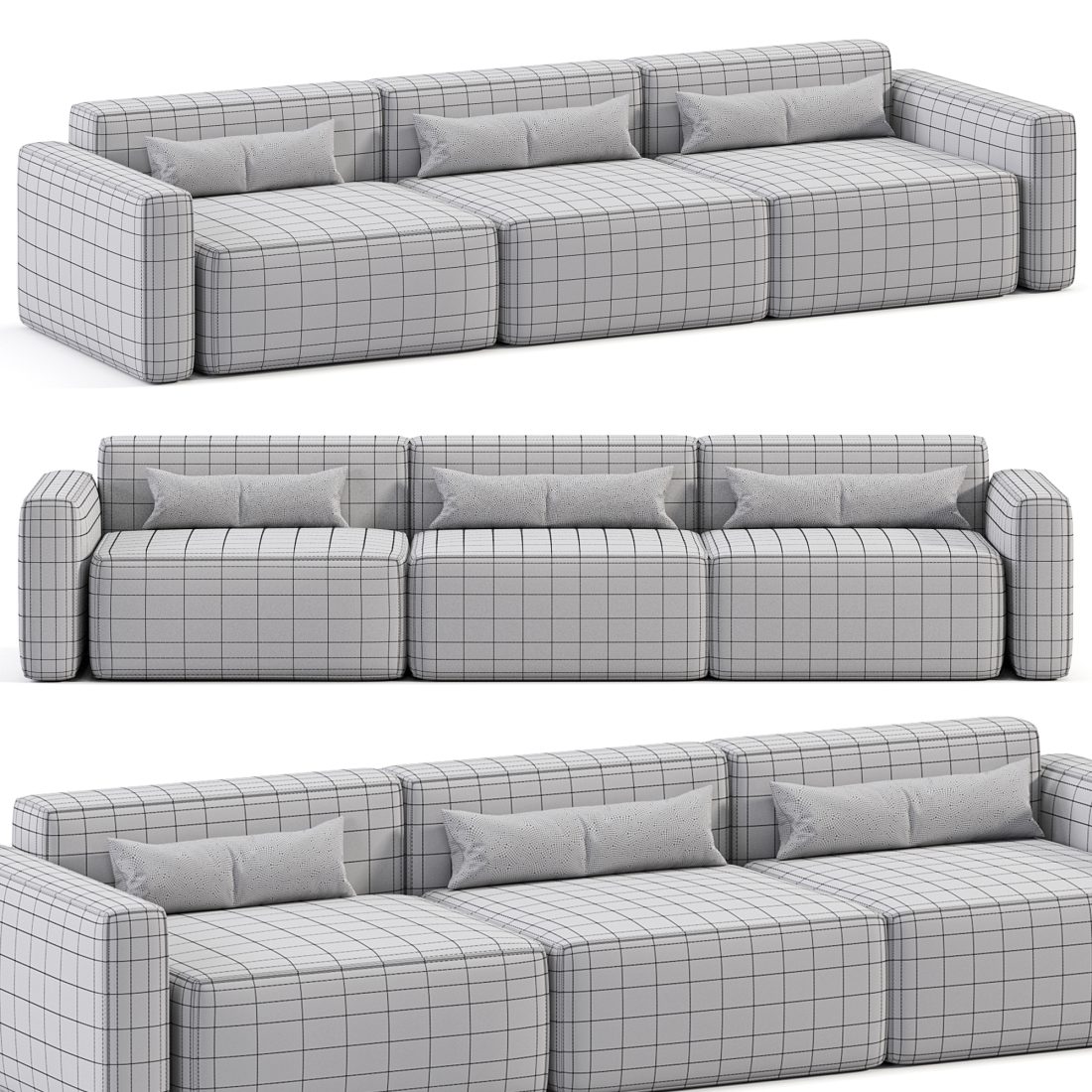 Mix Modular 3 Piece Sofa - 3D Model for Corona
