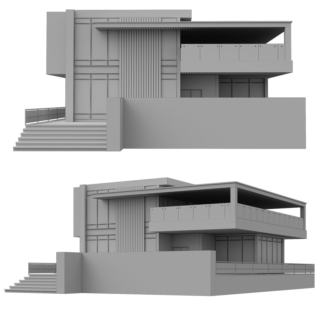 Modern House No19 - 3D Model for VRay, Corona