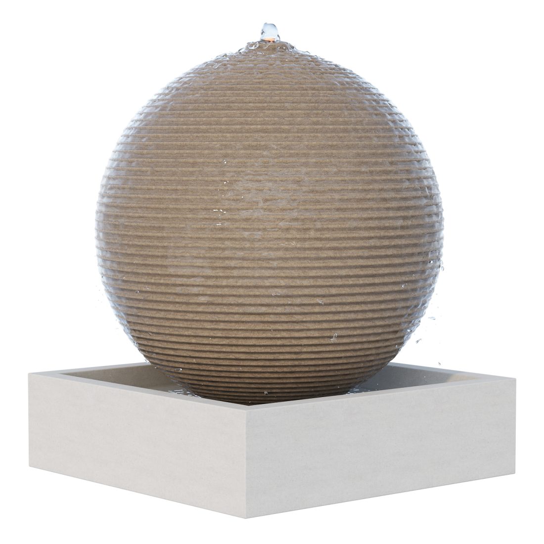 Ribbed Sphere Fountain - 3D Model for VRay