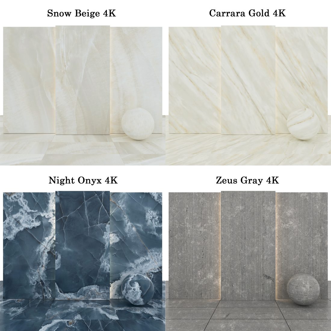 Marble 102 (carrara,night Onyx,snow Beige,zeus) - 3D Model for VRay