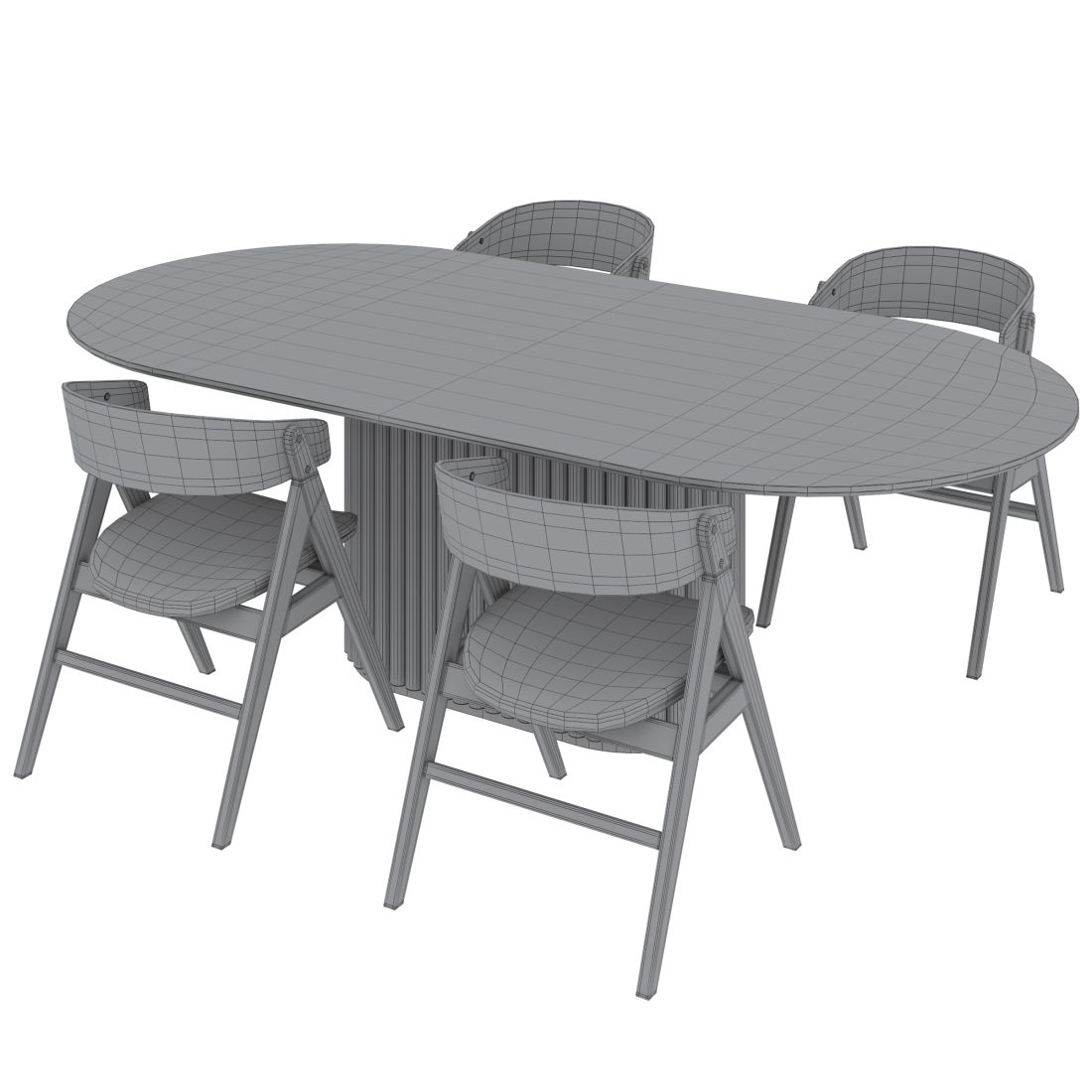 Newman Dining Table And Waterton Chair - 3D Model for VRay, Corona