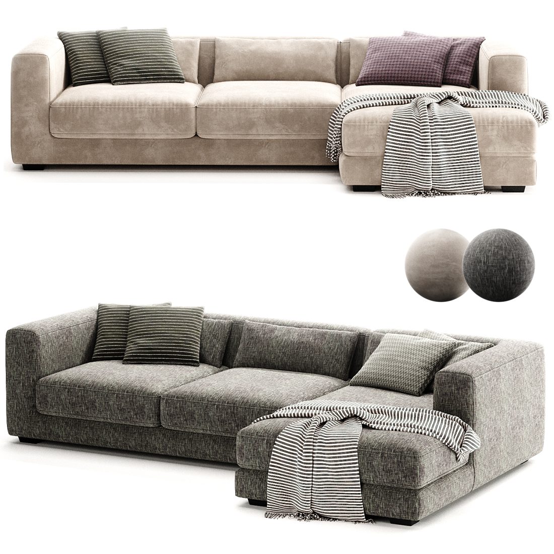 Sena 2 Piece Raf Sectional Alcala Graphite 3D Model for Corona | CGMood