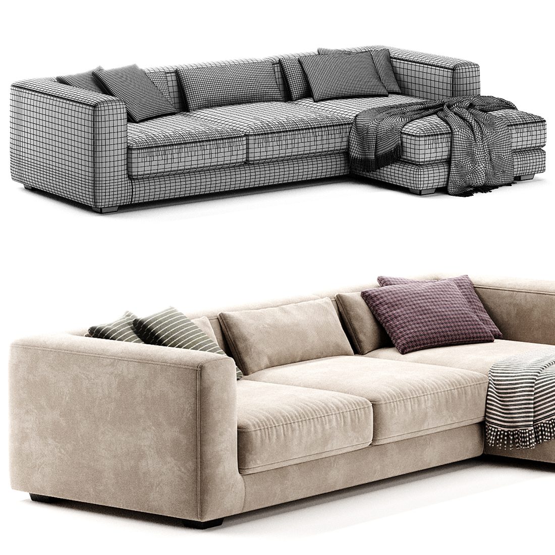 Sena 2 Piece Raf Sectional Alcala Graphite 3D Model for Corona | CGMood