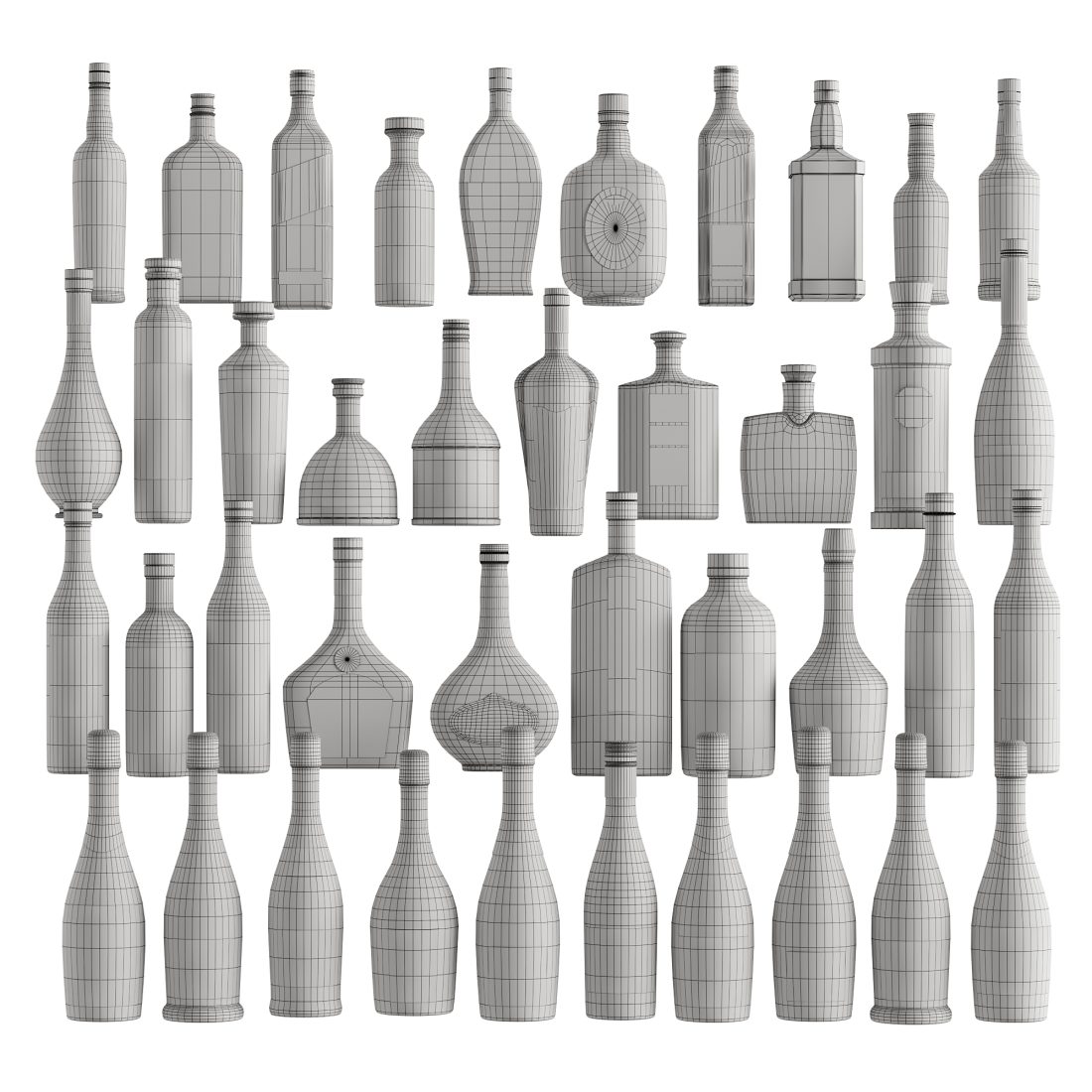 Bottles Vol 8:40bottles ( Whiskey,wine, Cognac,a - 3D Model for VRay ...