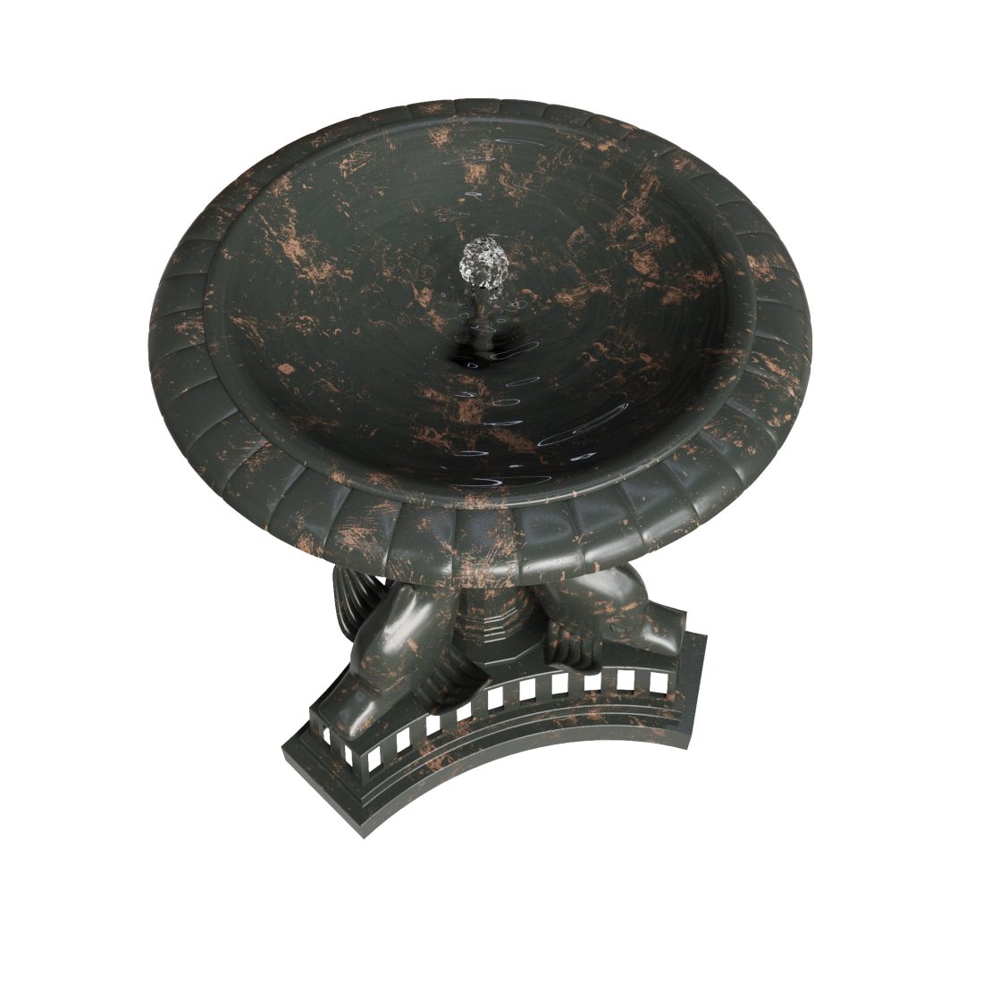 Mid 20th Century Cast Iron Dolphin Base Fountain - 3D Model for Corona