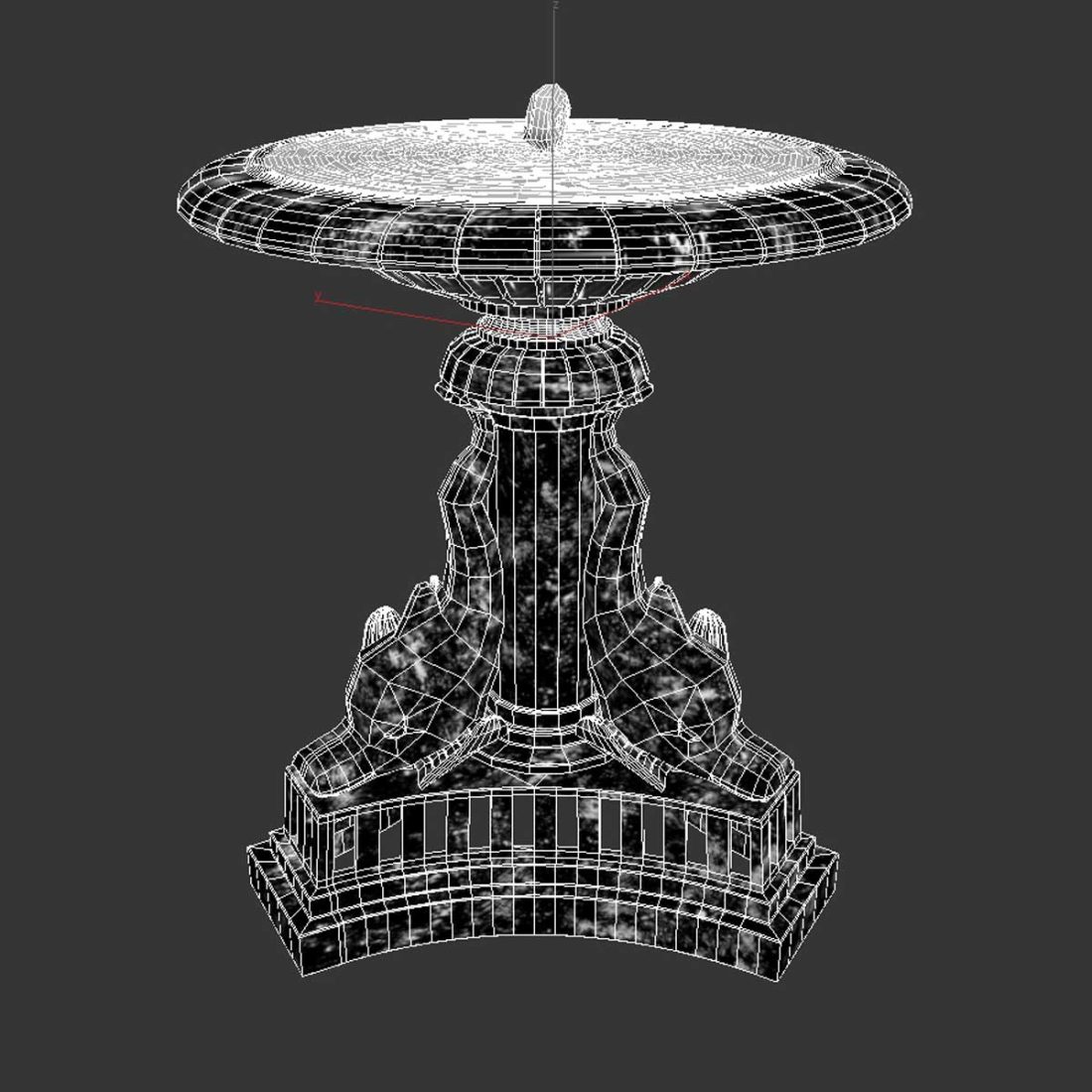 Mid 20th Century Cast Iron Dolphin Base Fountain - 3D Model for Corona