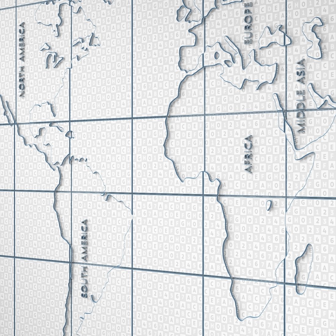 World Map Decorative Concrete - 3D Model for VRay, Corona