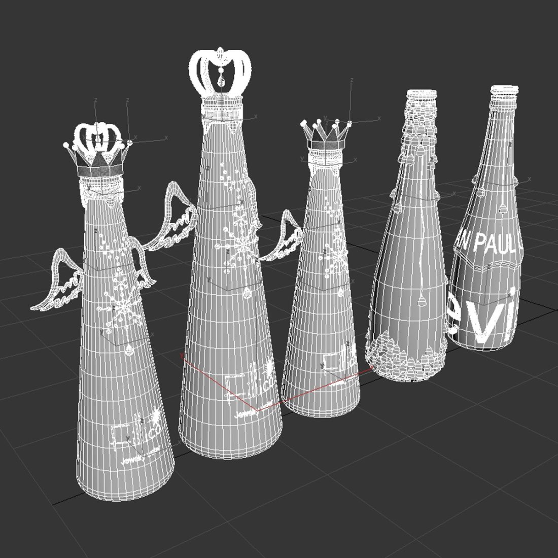 Evian Paul Gaultier Fillico Jewelry Water Bottles 3D Model for Corona ...
