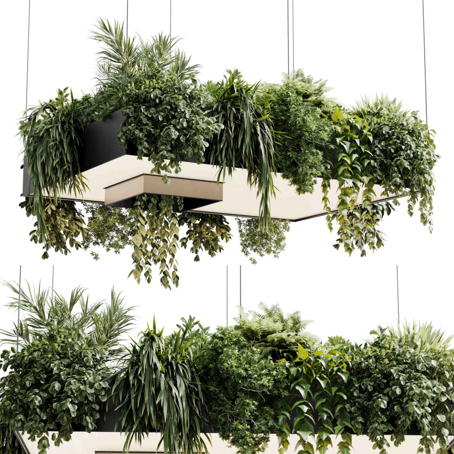 Rectangle Pot Light Pendant - Plant Light Hanging - 3D Model for VRay ...