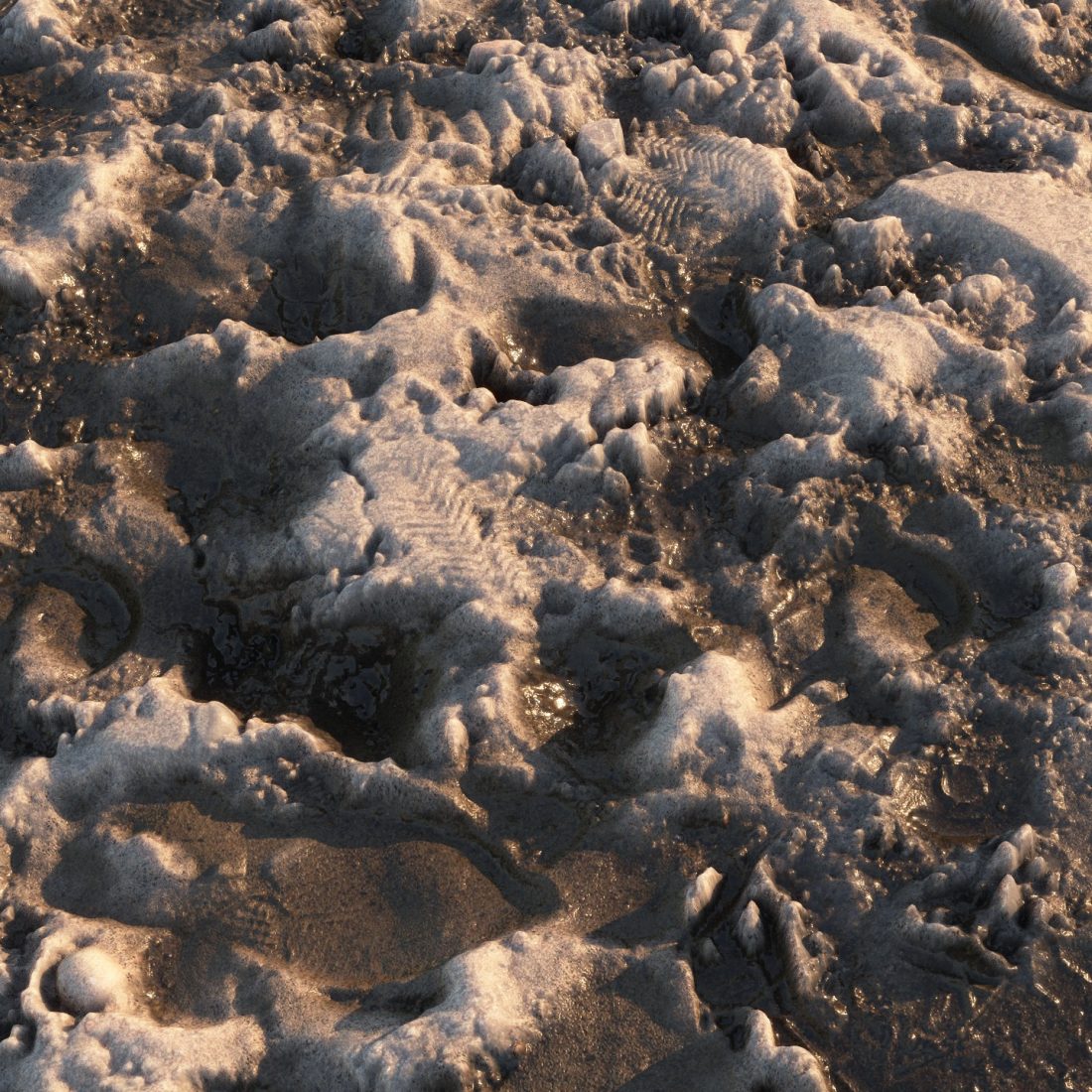 4k Snow Mud Material 01 - 3D Model for VRay, Corona