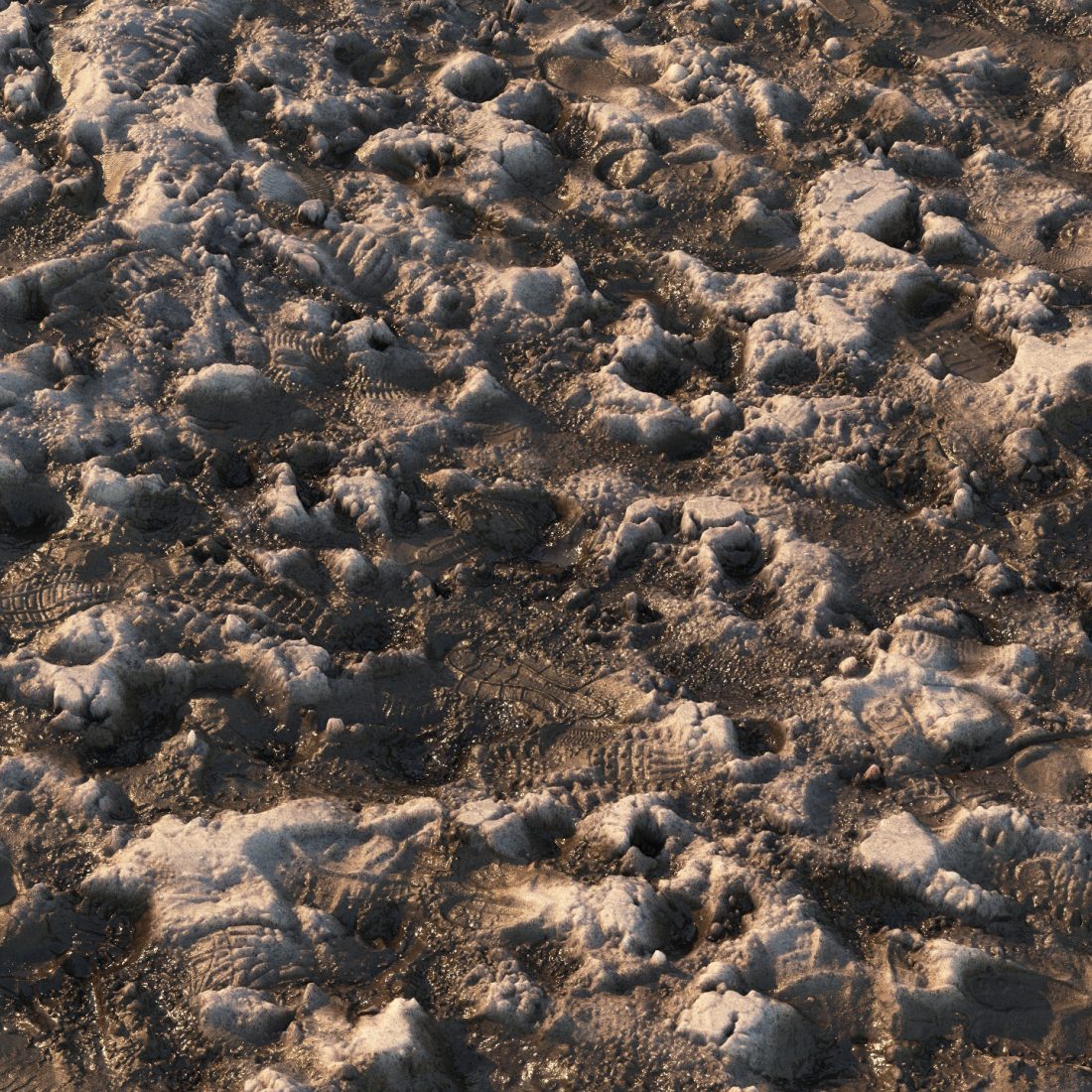 4k Snow Mud Material 01 - 3D Model for VRay, Corona