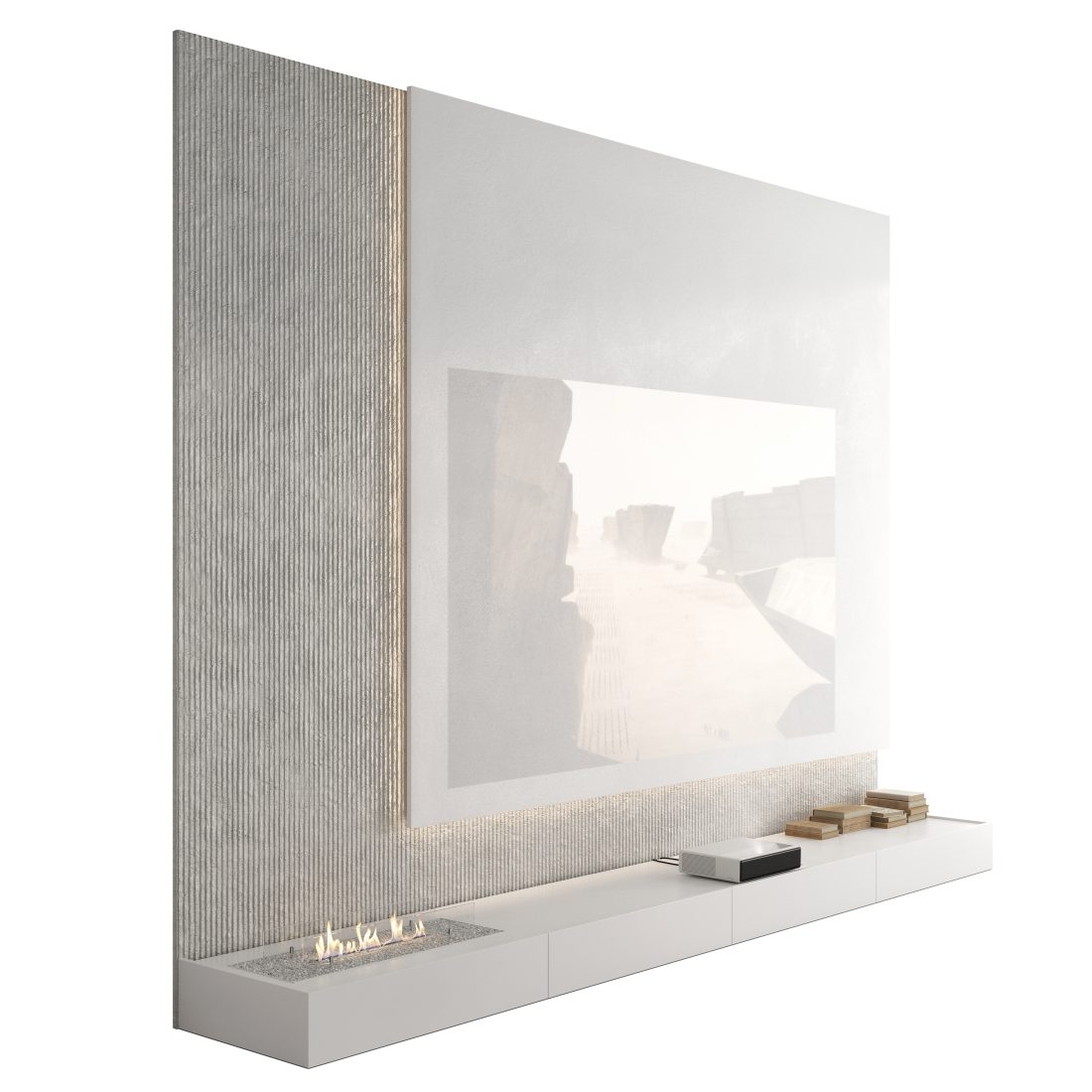 TV Wall Set 75 With Laser Projector 3D Model for VRay, Corona | CGMood