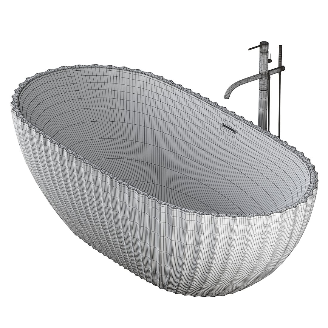 Bijou Freestanding Fluted Stone Bath 3D Model for Corona | CGMood