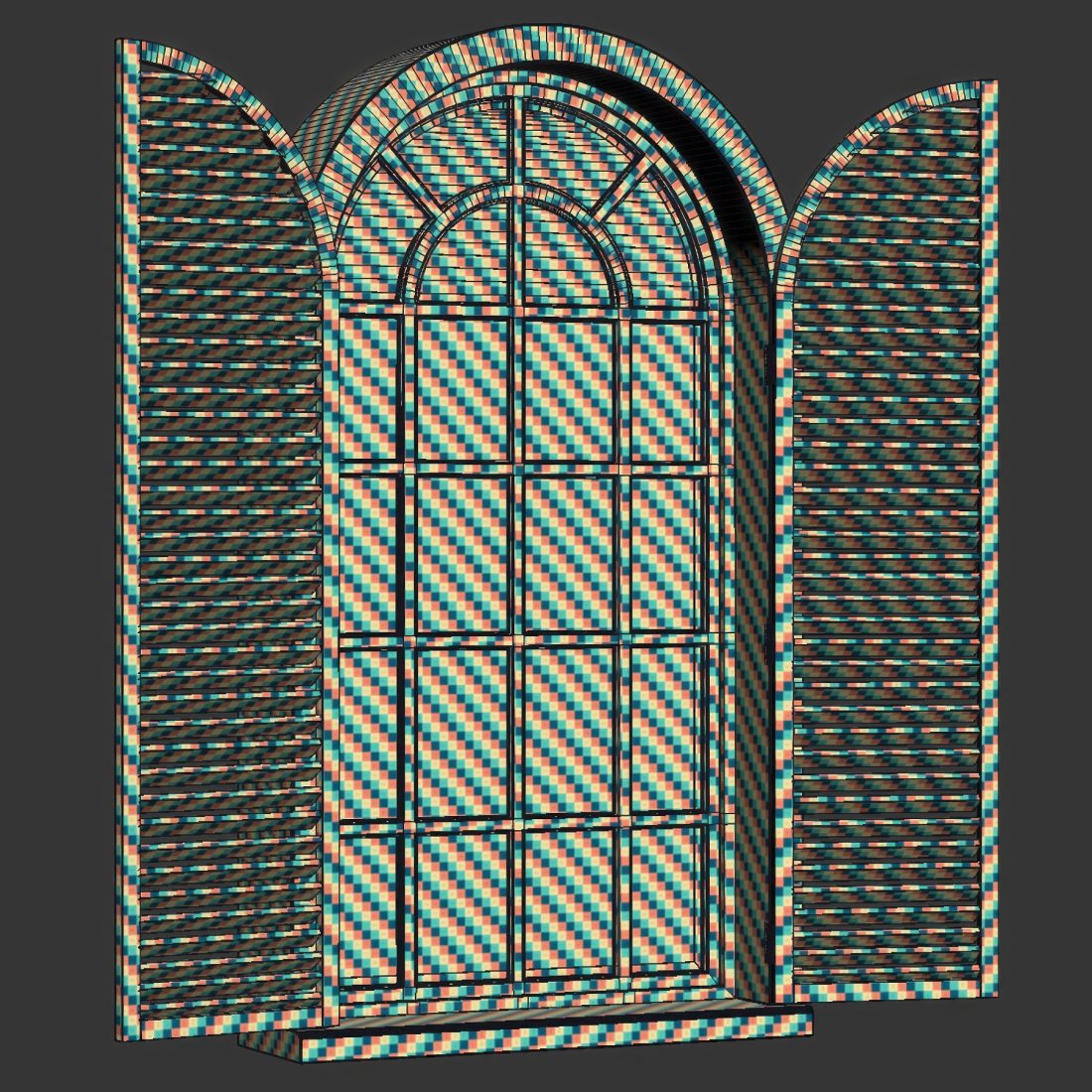 Wooden Arch Window With Shutters V1 - 3D Model for Corona