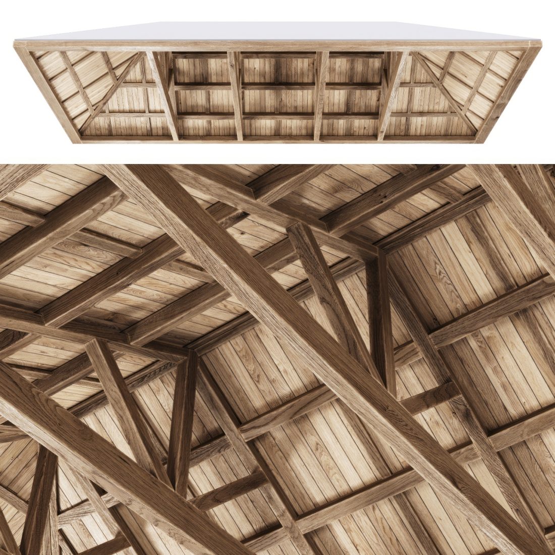 Wooden Ceiling V7 - 3D Model for Corona