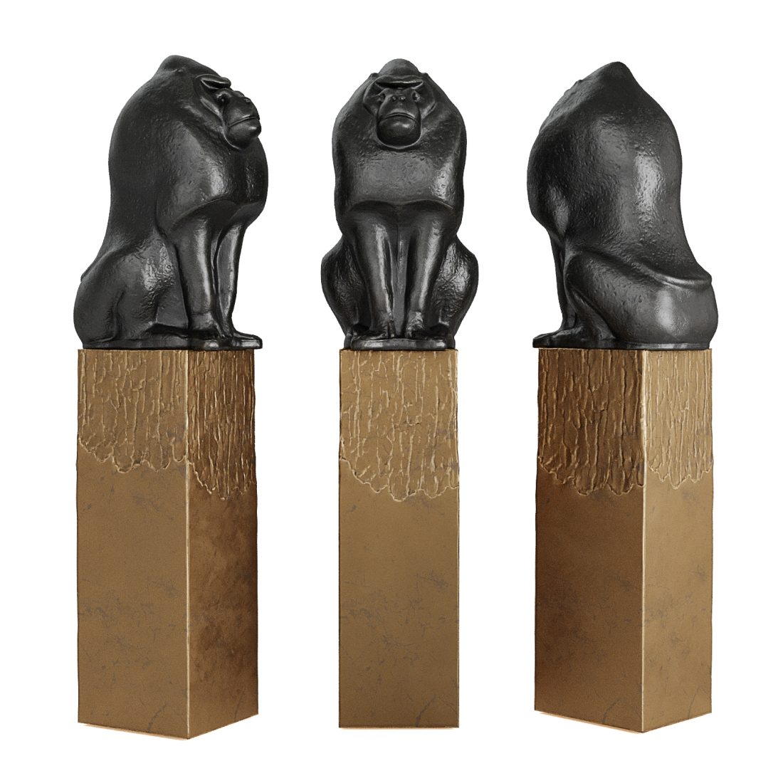 Sitting Monkey Sculpture - 3D Model for VRay, Corona