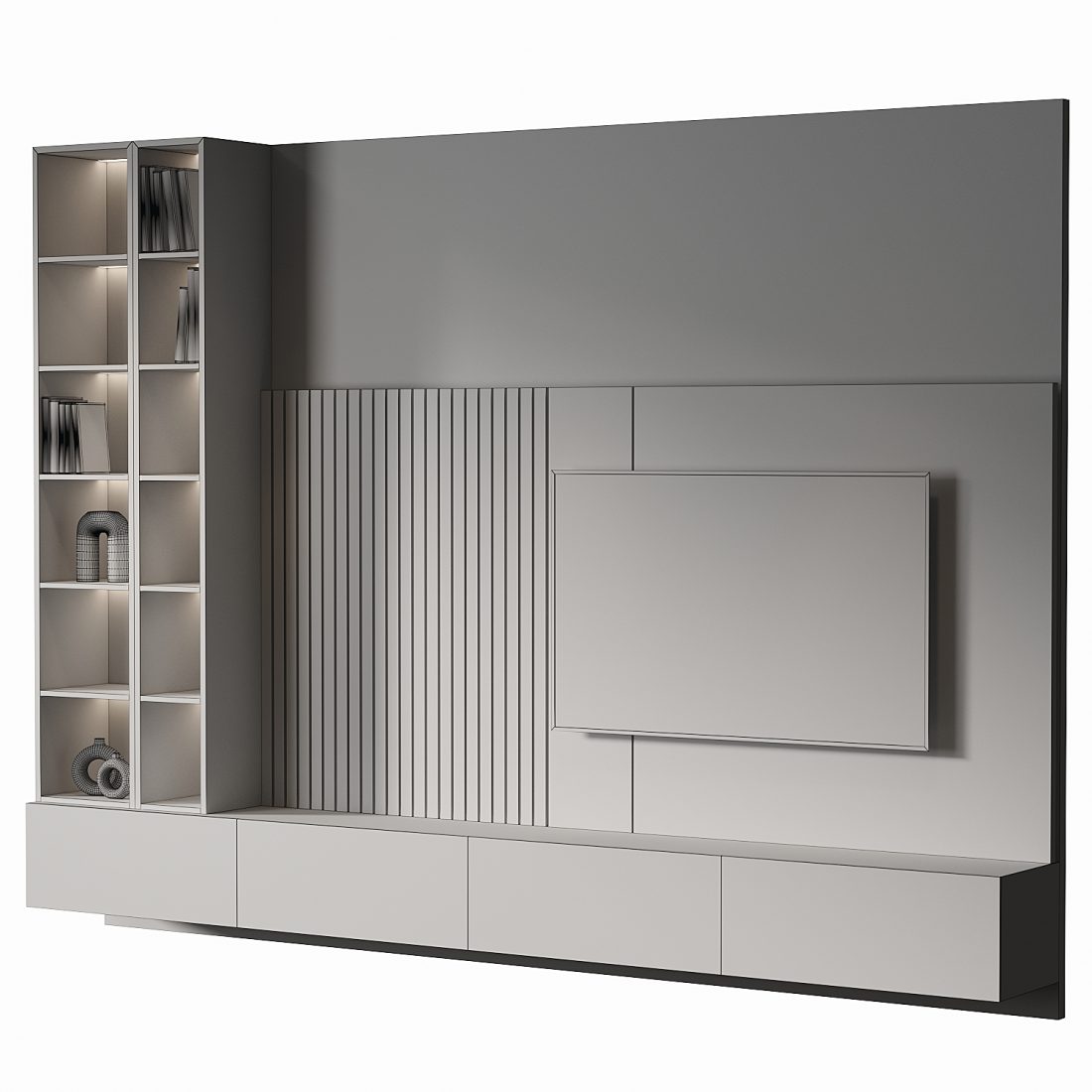 Tv Wall Set 046 - 3D Model for Corona