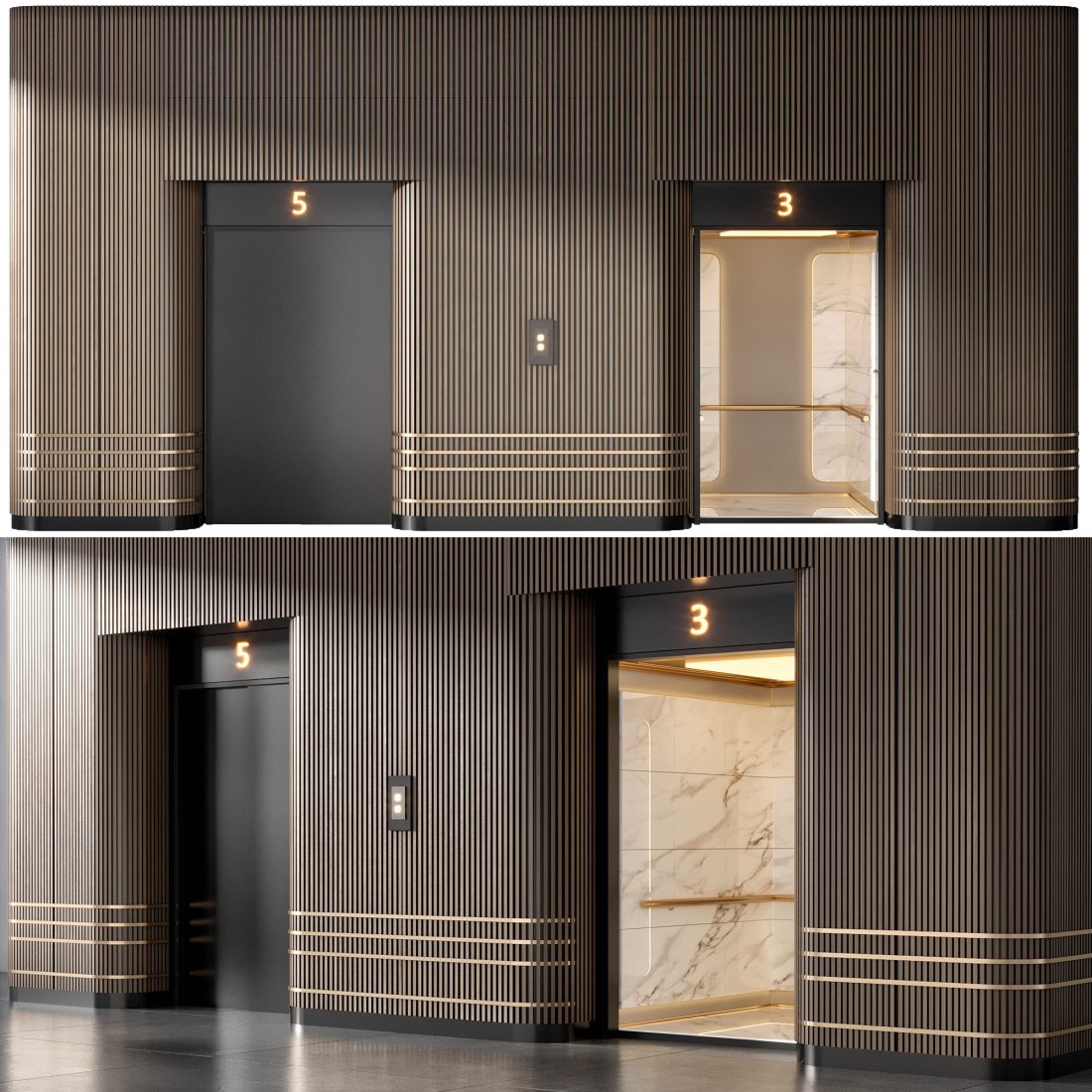 Elevator No8 - 3D Model for VRay, Corona