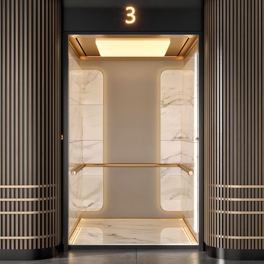 Elevator No8 - 3D Model for VRay, Corona