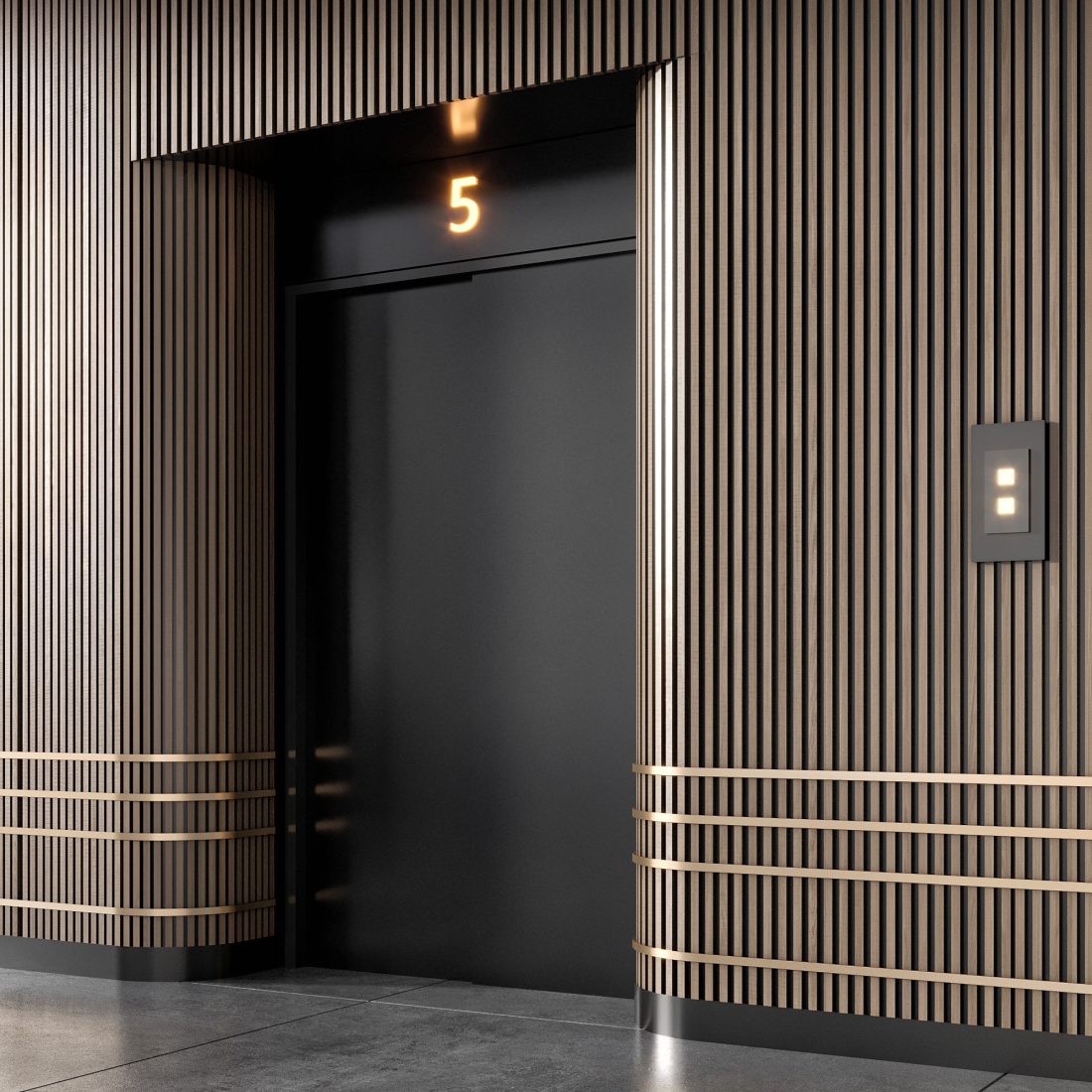 Elevator No8 - 3D Model for VRay, Corona