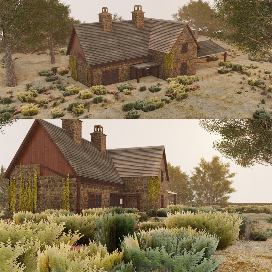 Detailed Country House 3d Scene - 3D Model for VRay, Corona