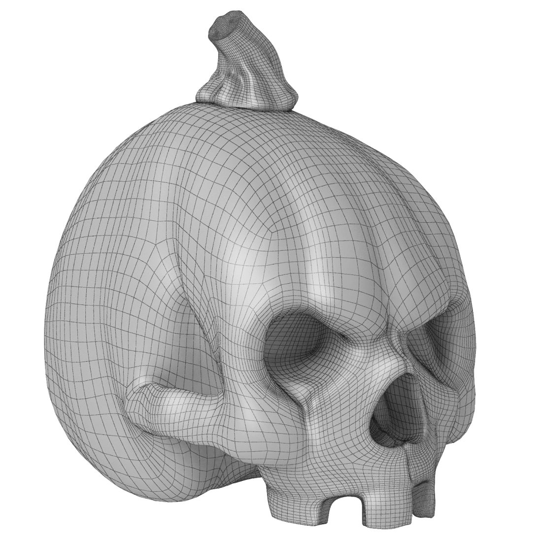 Pumpkin Skull Head Halloween - 3D Model for VRay, Corona
