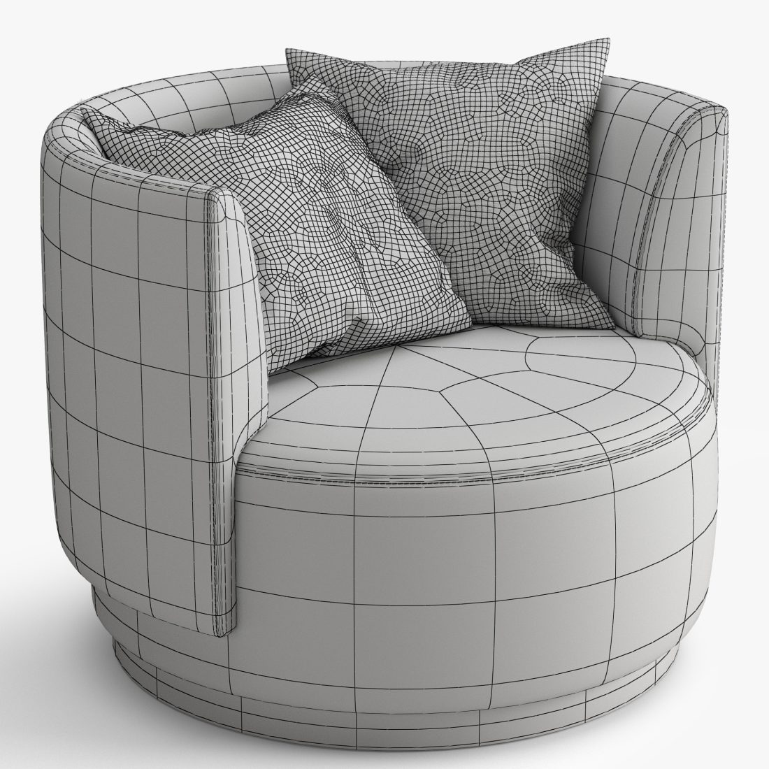 Armchair Round - 3D Model for VRay, Corona