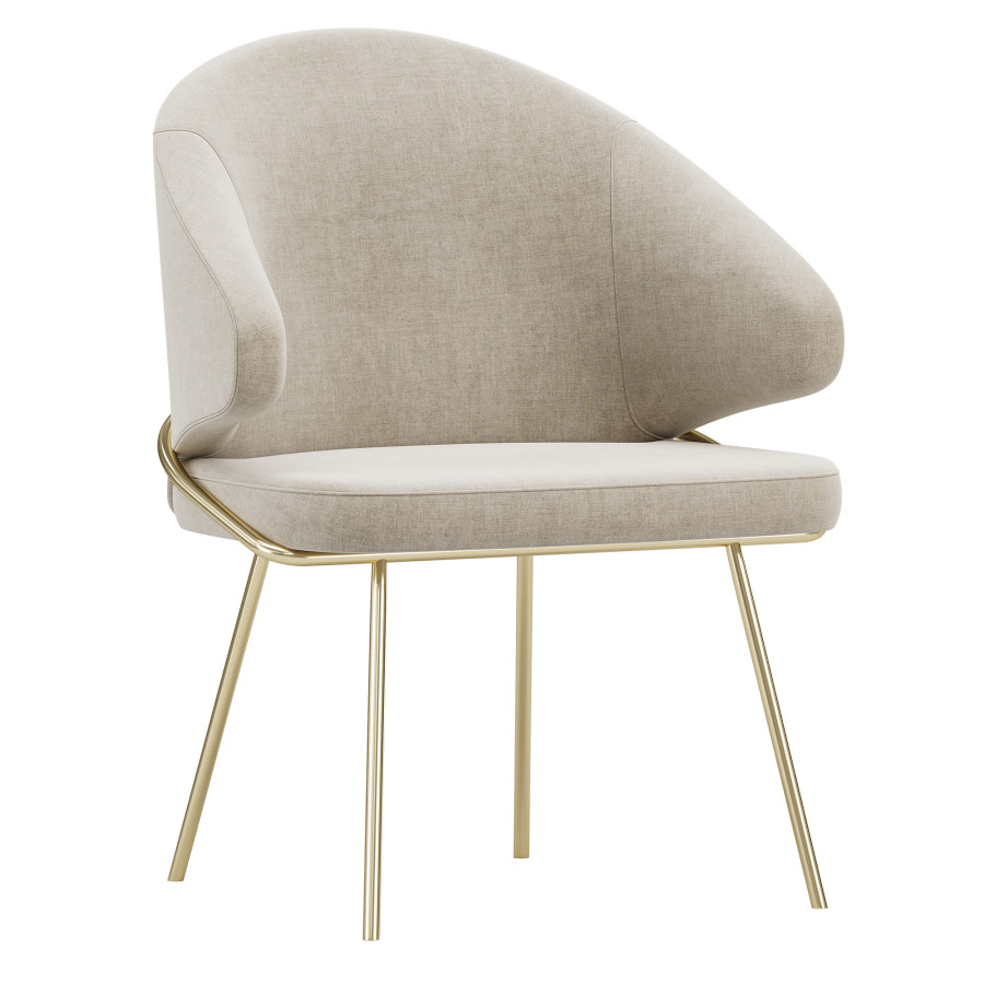 Chair Emil Cream With Gold Legs - 3D Model for Corona