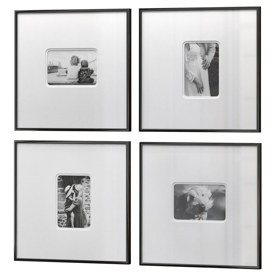 Wall Frames With Photos In Passe-partout - 3D Model for VRay, Corona