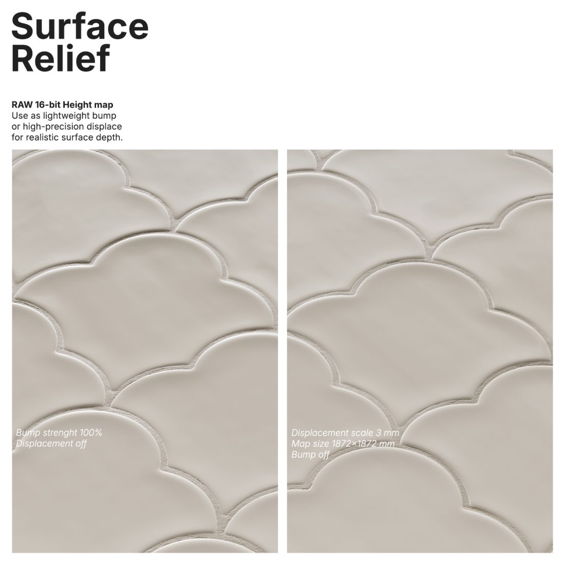 Scalloped Fan Tiles 6" Texture / PBR Material | CGMood