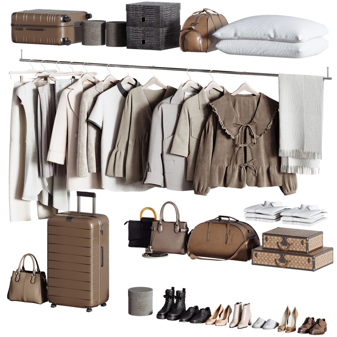 Clothing, Shoes And Accessories For Wardrobe Or Sh - 3D Model for VRay ...