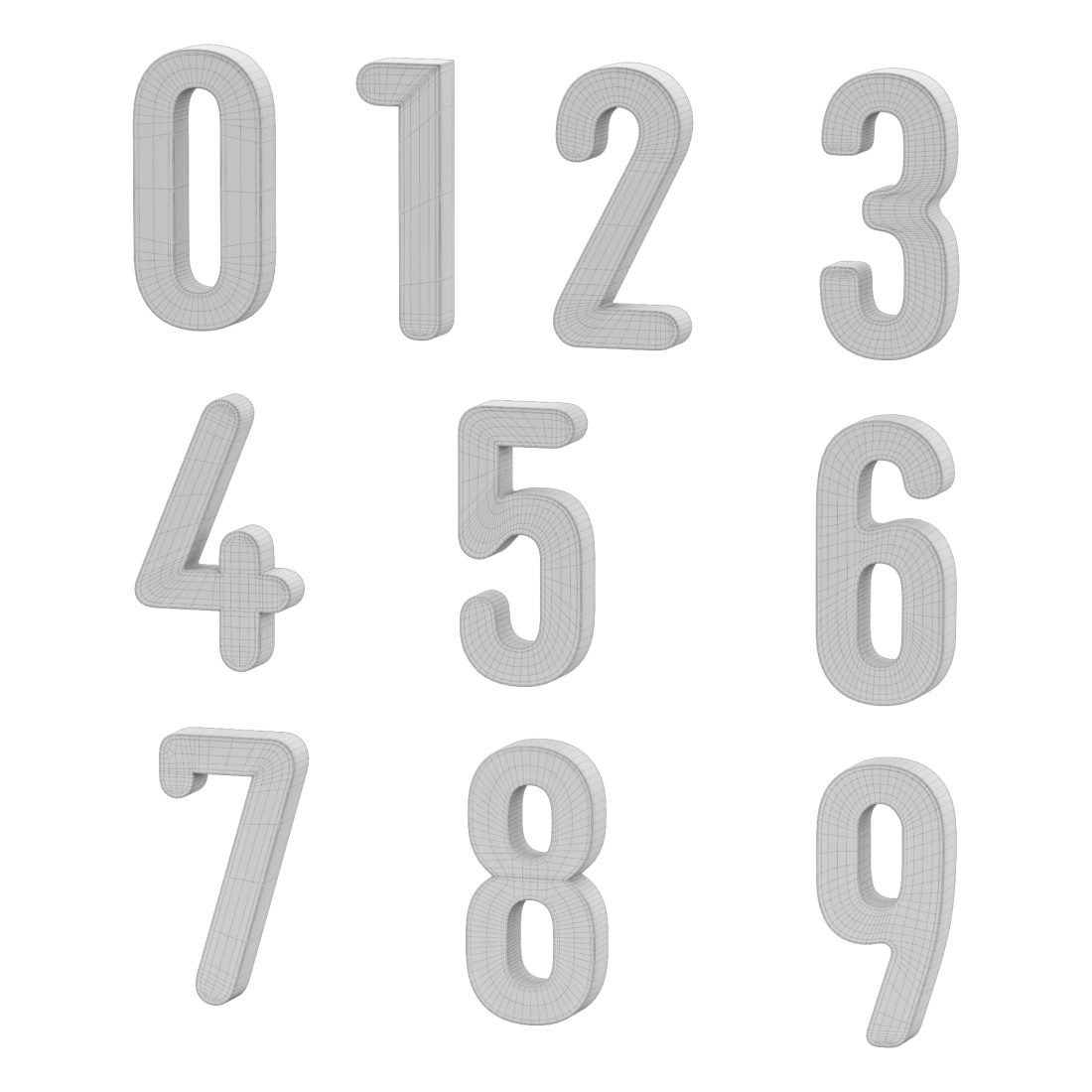 Signage No 001 Numbers Vol 01 - 3D Model for VRay, Corona