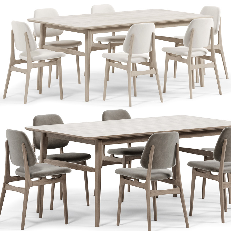 Ariel Side Chair, Larsen Dining Table 3D Model for Corona | CGMood