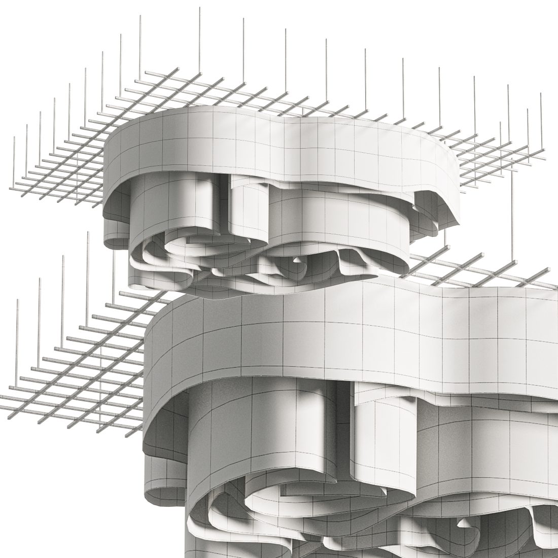 Decorative Ceiling Wave Ceiling 3D Model for VRay, Corona | CGMood